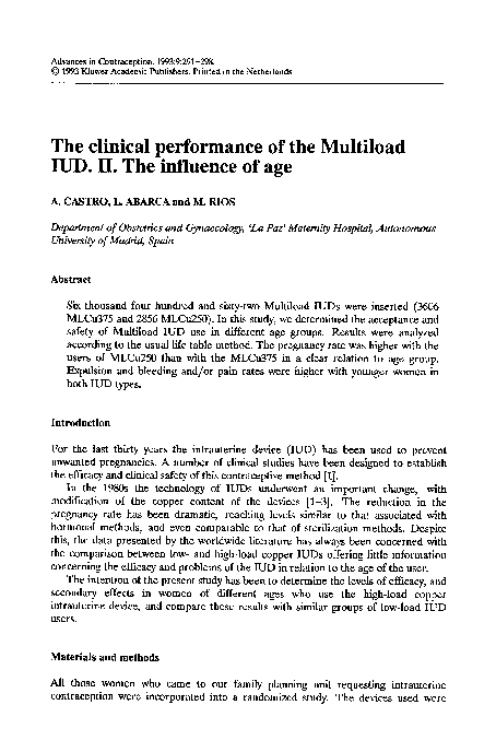 (PDF) The clinical performance of the Multiload IUD. II. The influence ...