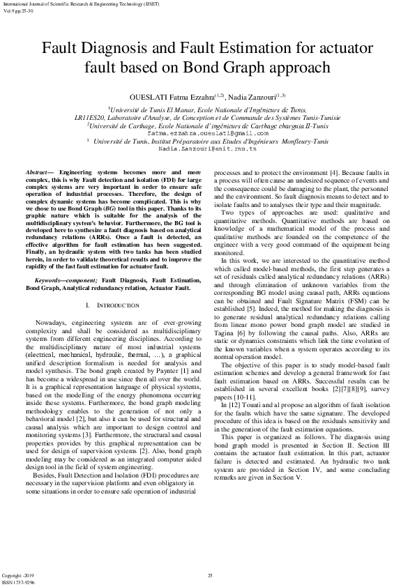 (PDF) Fault Diagnosis and Fault Estimation for actuator fault based on Bond Graph approach