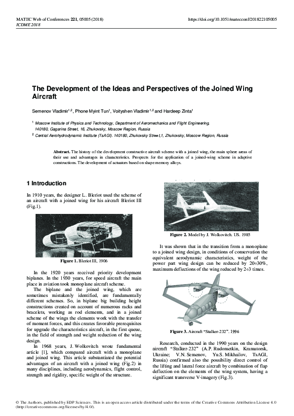 (PDF) The Development of the Ideas and Perspectives of the Joined Wing ...