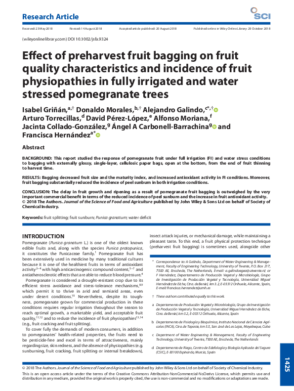 (PDF) Effect of preharvest fruit bagging on fruit quality ...