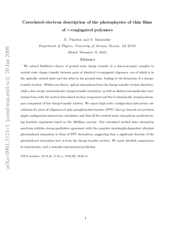(PDF) Correlated-electron description of the photophysics of thin films ...