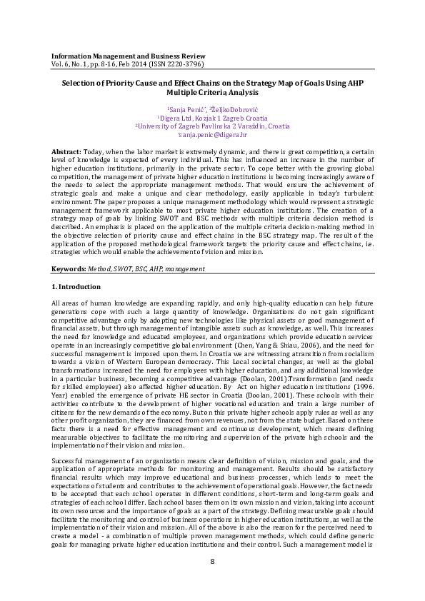 (PDF) Selection of Priority Cause and Effect Chains on the Strategy Map of Goals Using AHP ...