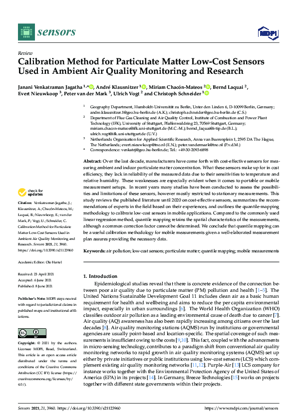 Pdf Calibration Method For Particulate Matter Low Cost Sensors Used