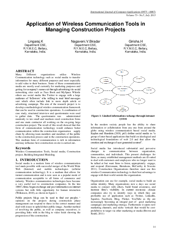 (PDF) Application of Wireless Communication Tools in Managing ...