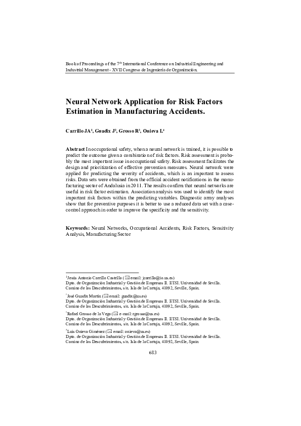 (PDF) Neural Network Application for Risk Factors Estimation in ...