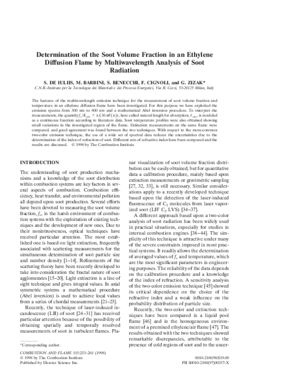 (PDF) Determination of the Soot Volume Fraction in an Ethylene ...