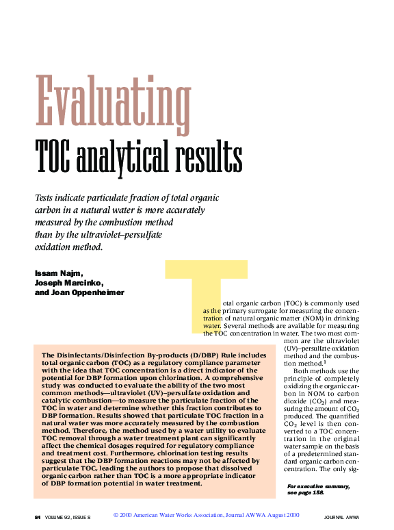 (PDF) Evaluating TOC Analytical Results (PDF)