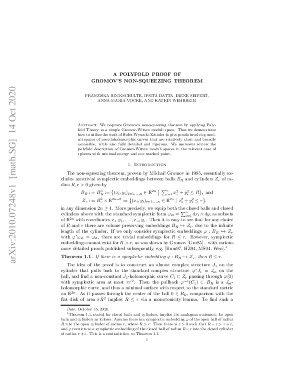 (PDF) A Polyfold proof of Gromov's Non-squeezing Theorem | Anna-Maria ...