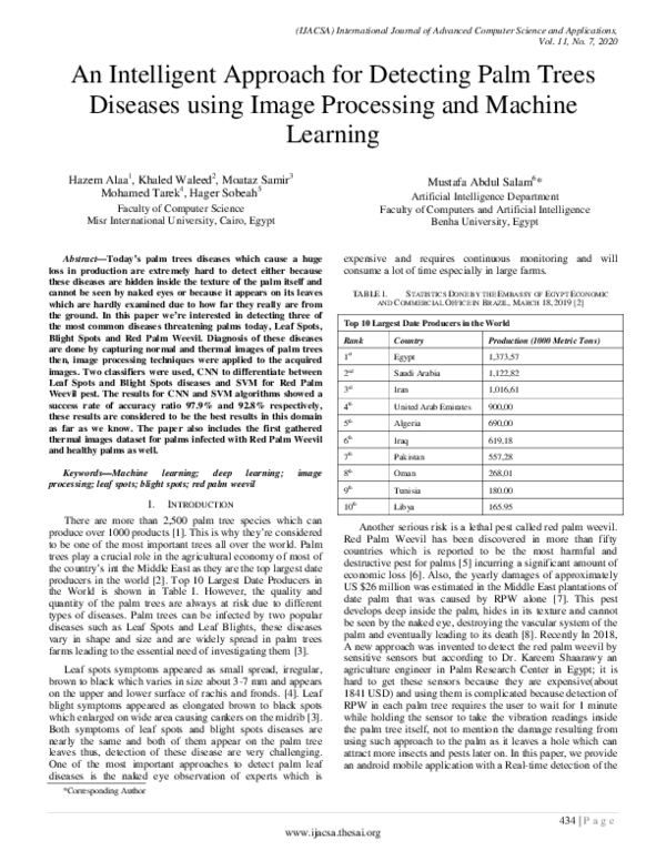 (PDF) An Intelligent Approach for Detecting Palm Trees Diseases using Image Processing and ...