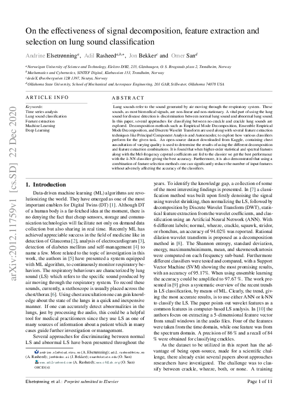 (PDF) On the effectiveness of signal decomposition, feature extraction ...