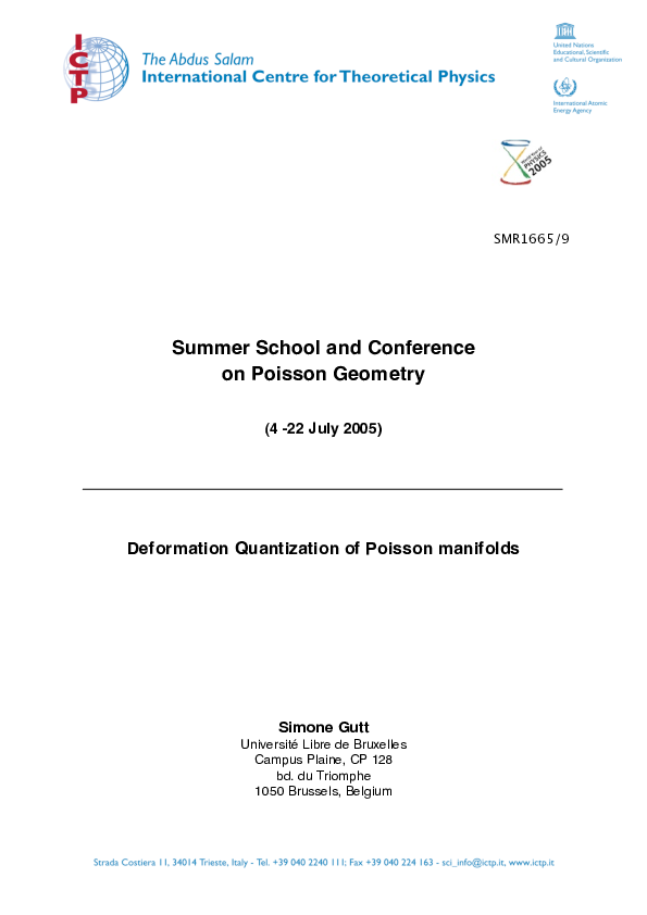 (PDF) Deformation Quantization of Poisson manifolds