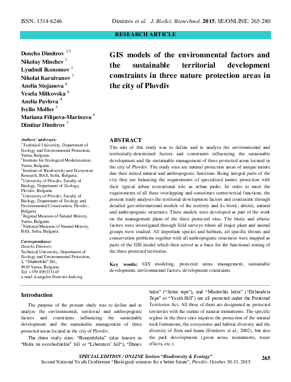 (PDF) GIS models of the environmental factors and the sustainable ...