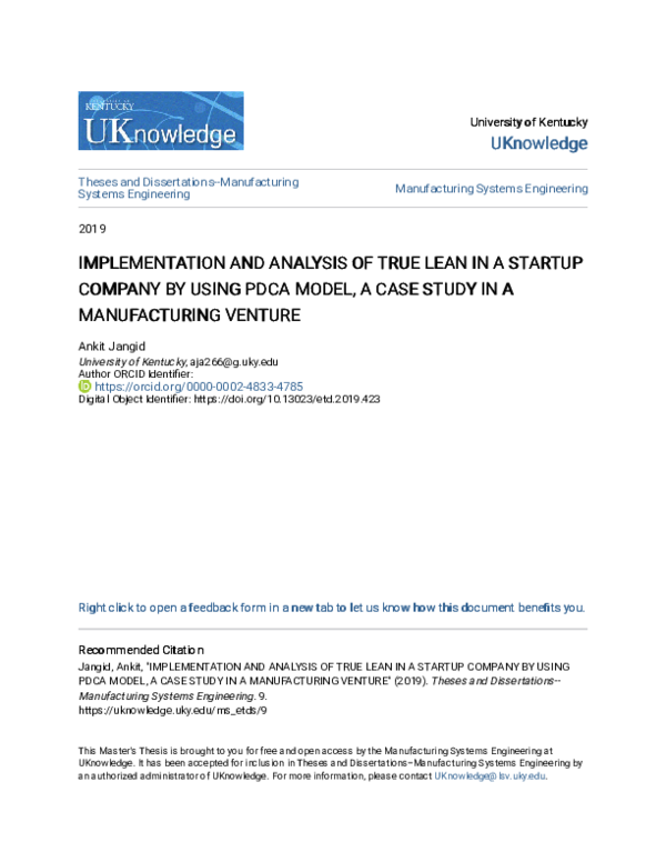 (PDF) Implementation and Analysis of True Lean in a Startup Company by ...