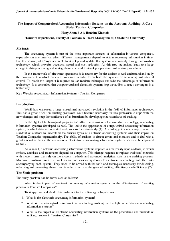 Pdf Impact Of Computerized Accounting Information Systems On Audit Risk