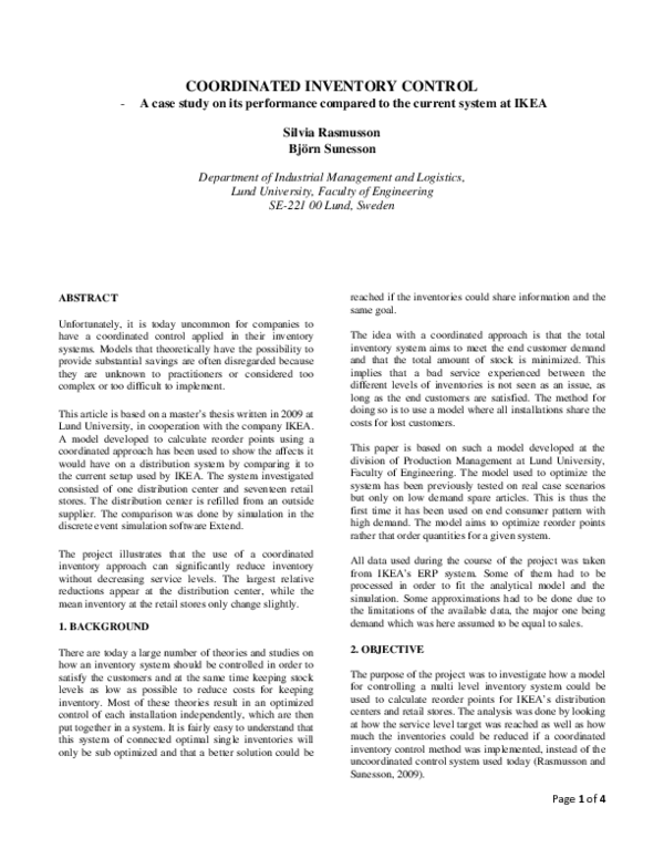 (PDF) Coordinated inventory control - A case study on its performance ...