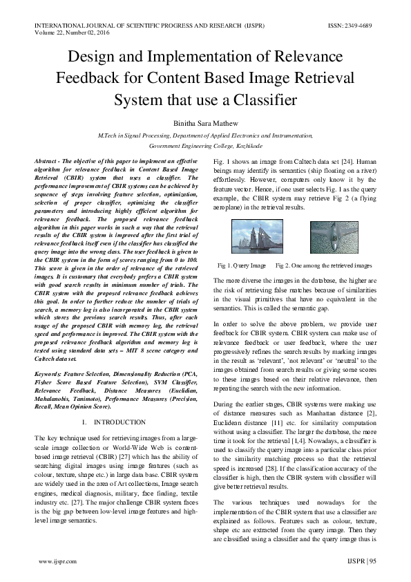 (PDF) Design and Implementation of Relevance Feedback for Content Based Image Retrieval System ...