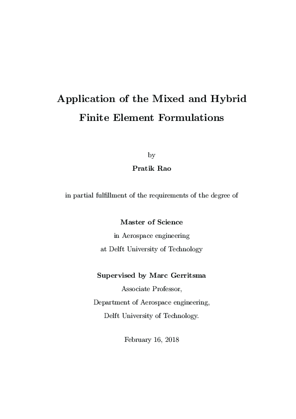 Pdf Application Of Mixed And Hybrid Finite Element Formulations