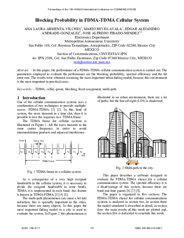 (PDF) Blocking probability in FDMA-TDMA cellular system