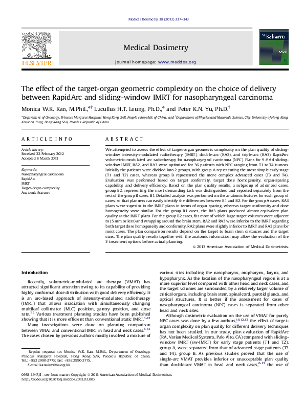 (PDF) The effect of the target-organ geometric complexity on the choice ...
