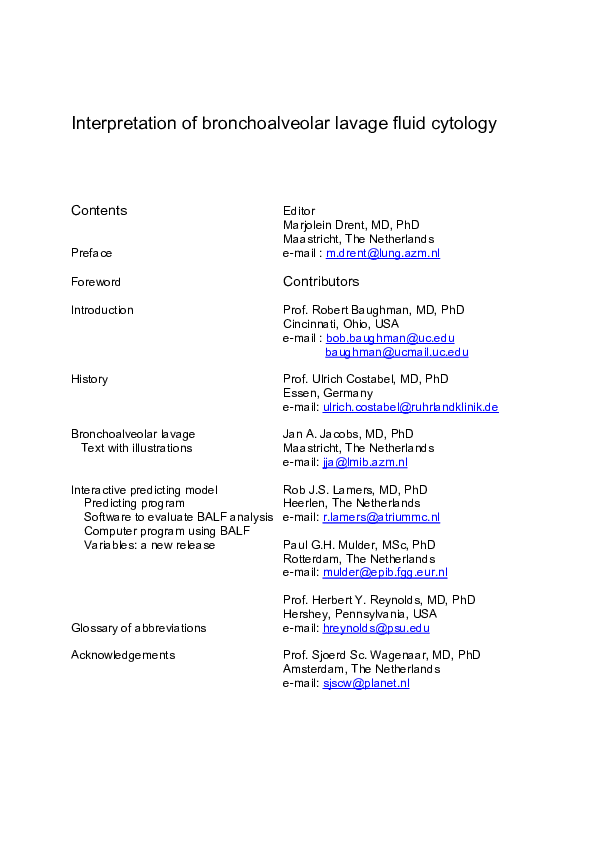 (PDF) Interpretation of bronchoalveolar lavage fluid cytology