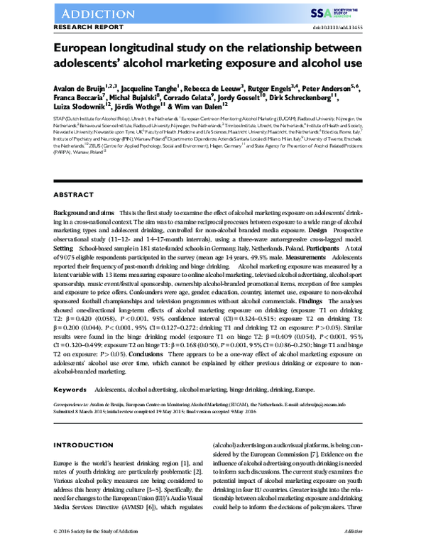 (PDF) European longitudinal study on the relationship between ...