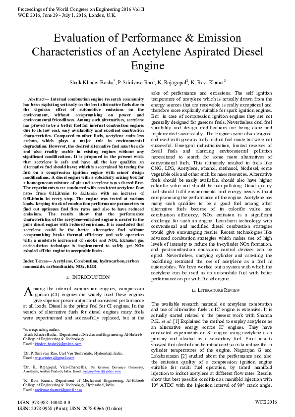 (PDF) Evaluation of Performance & Emission Characteristics of an ...