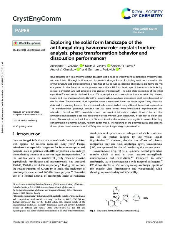 (PDF) Exploring the solid form landscape of the antifungal drug ...