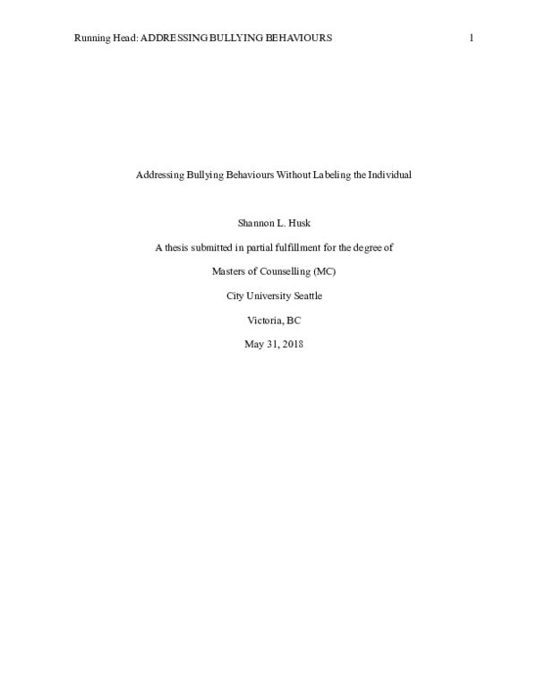 (PDF) Addressing Bullying Behaviours Without Labeling the Individual ...