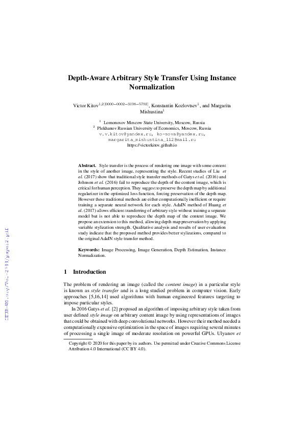 (PDF) Depth-Aware Arbitrary Style Transfer Using Instance Normalization (PDF) Depth-Aware Arbitrary Style Transfer Using Instance Normalization