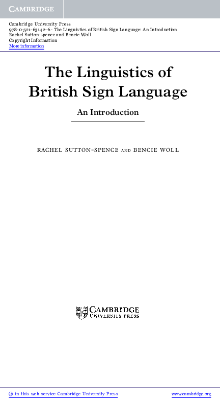 (PDF) The Linguistics of British Sign Language