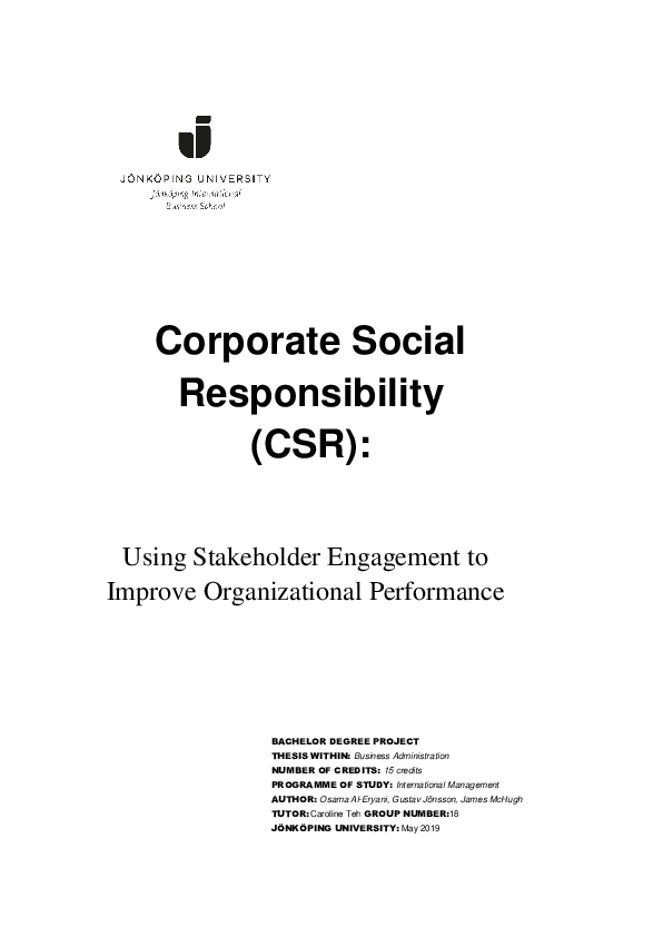 (PDF) Corporate Social Responsibility ( CSR ) : Using Stakeholder ...