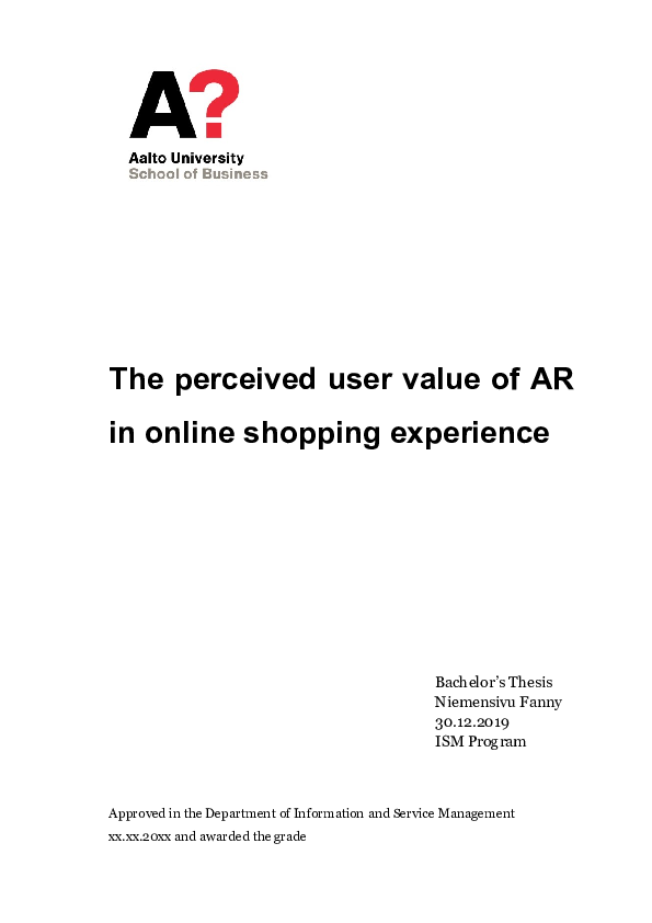 (PDF) The perceived user value of AR in online shopping experience