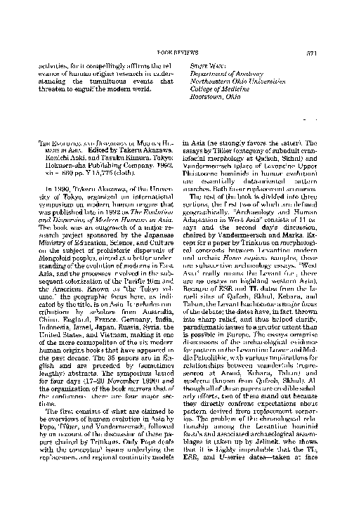 (PDF) The evolution and dispersion of modern humans in Asia. Edited by ...