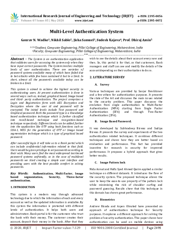 (PDF) Multi-Level Authentication System