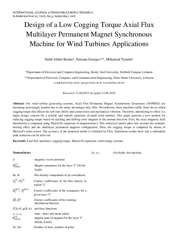 (PDF) Design of a low cogging torque Axial Flux Multilayer Permanent ...