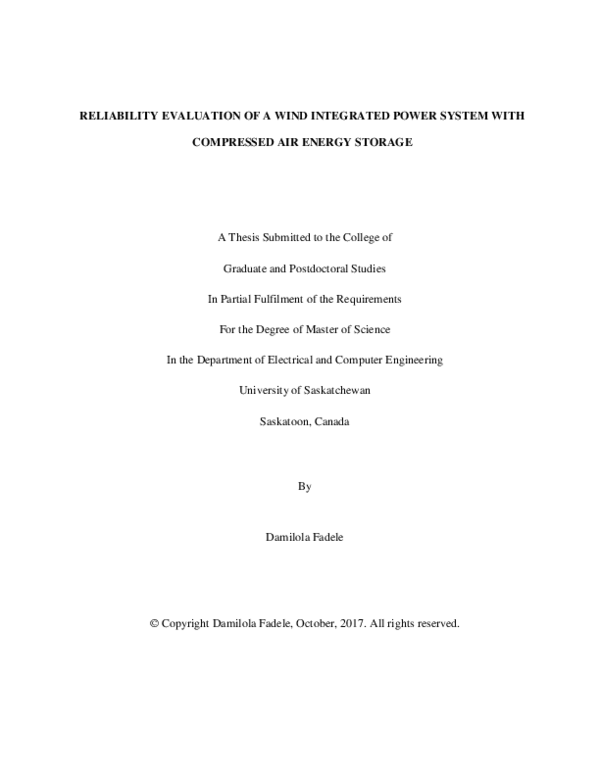 (PDF) Reliability Evaluation of a Wind Integrated Power System with ...