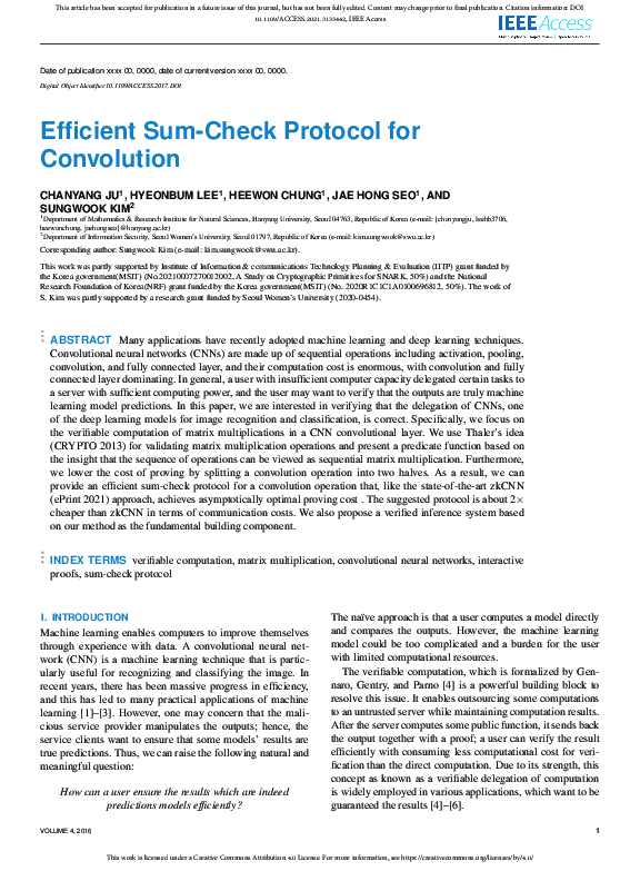 Pdf Efficient Sum Check Protocol For Convolution