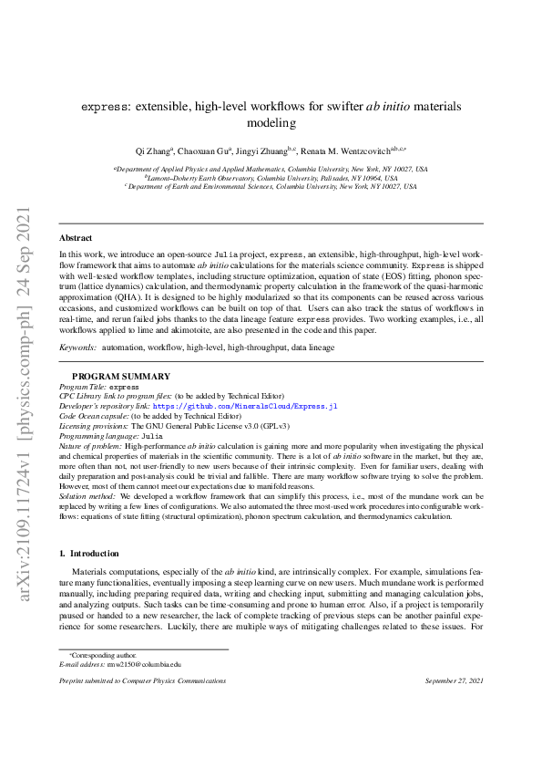 (PDF) $\\Texttt{Express}$: Extensible, High-Level Workflows for Swifter ...