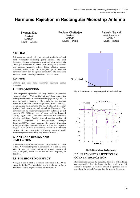 (PDF) Harmonic Rejection in Rectangular Microstrip Antenna