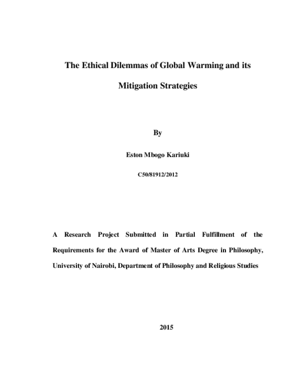 (PDF) The Ethical dilemmas of Global warming and its Mitigation Strategies