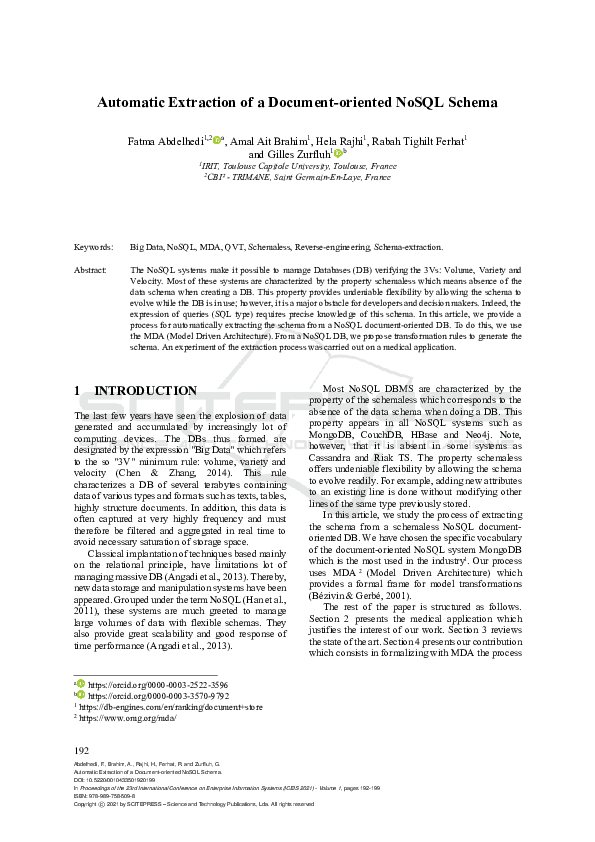 Pdf Automatic Extraction Of A Document Oriented Nosql Schema