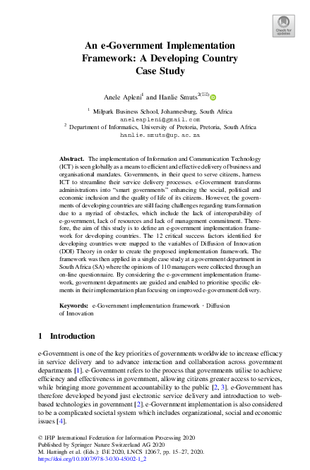 (PDF) An e-Government Implementation Framework: A Developing Country ...