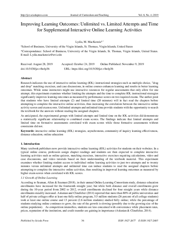 (PDF) Improving Learning Outcomes: Unlimited vs. Limited Attempts and ...