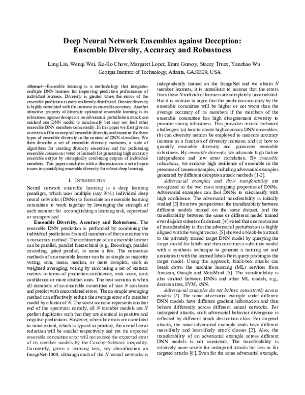 (PDF) Deep Neural Network Ensembles Against Deception: Ensemble ...