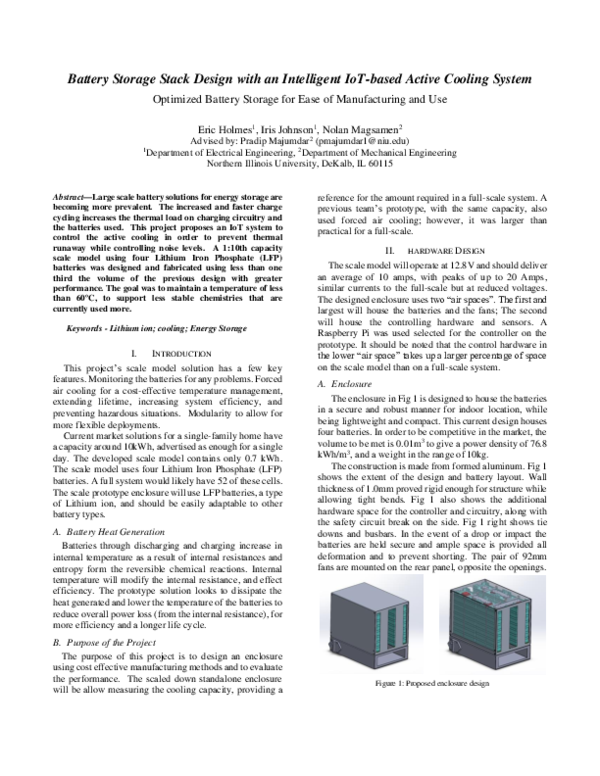 (PDF) Battery Storage Stack Design with an Intelligent IoT-based Active Cooling System Optimized ...