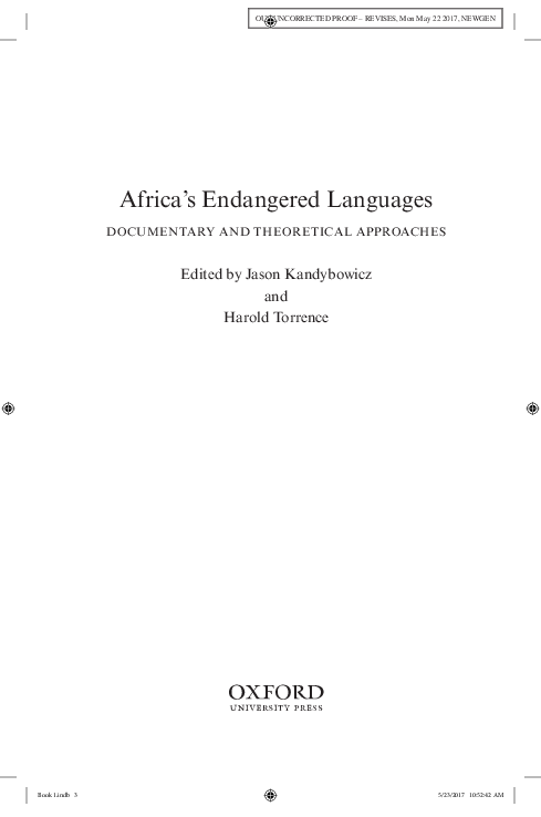 (PDF) 1 Africa ’ s Endangered Languages AN OVERVIEW