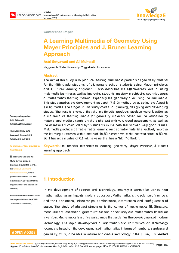 (PDF) A Learning Multimedia of Geometry Using Mayer Principles and J ...