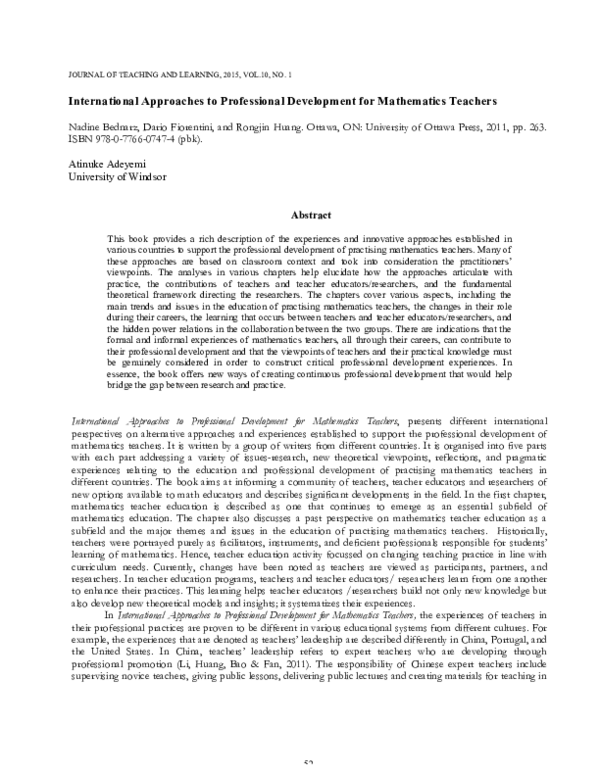 (PDF) International approaches to professional development of ...