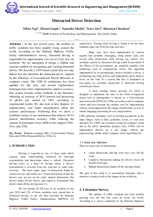 (PDF) Distracted Driver Detection