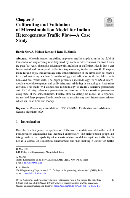 Pdf Calibrating And Validation Of Microsimulation Model For Indian